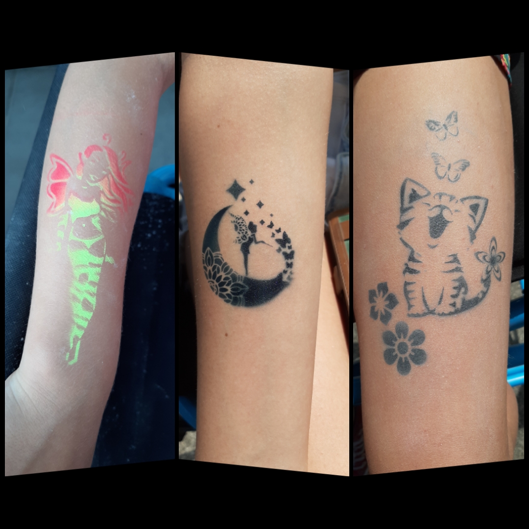 Airbrush tattoo's - schmink, glitter tatoeages en airbrush tattoo's